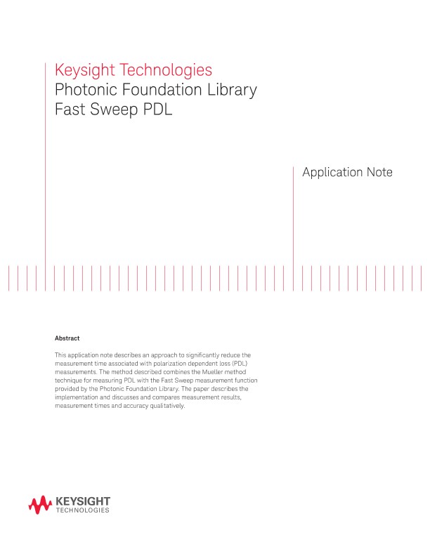 Fast Sweep Polarization Dependent Loss (PDL) Measurements PDF Asset Page | Keysight